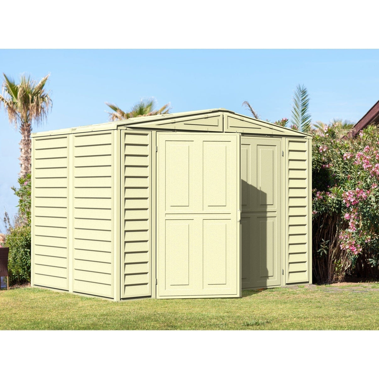 DuraMax | DuraMate 8x5.5x6 ft Vinyl Plastic Storage Shed with Foundati ...