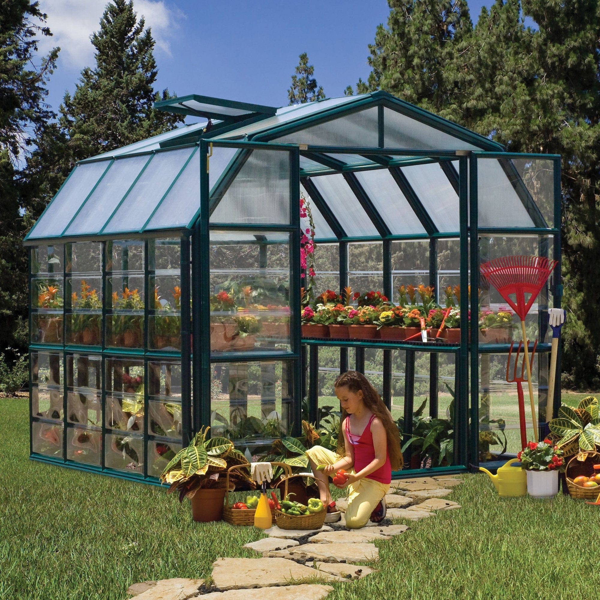 Palram - Canopia | Grand Gardener Greenhouse Kit - 8 Ft Wide - Green ...