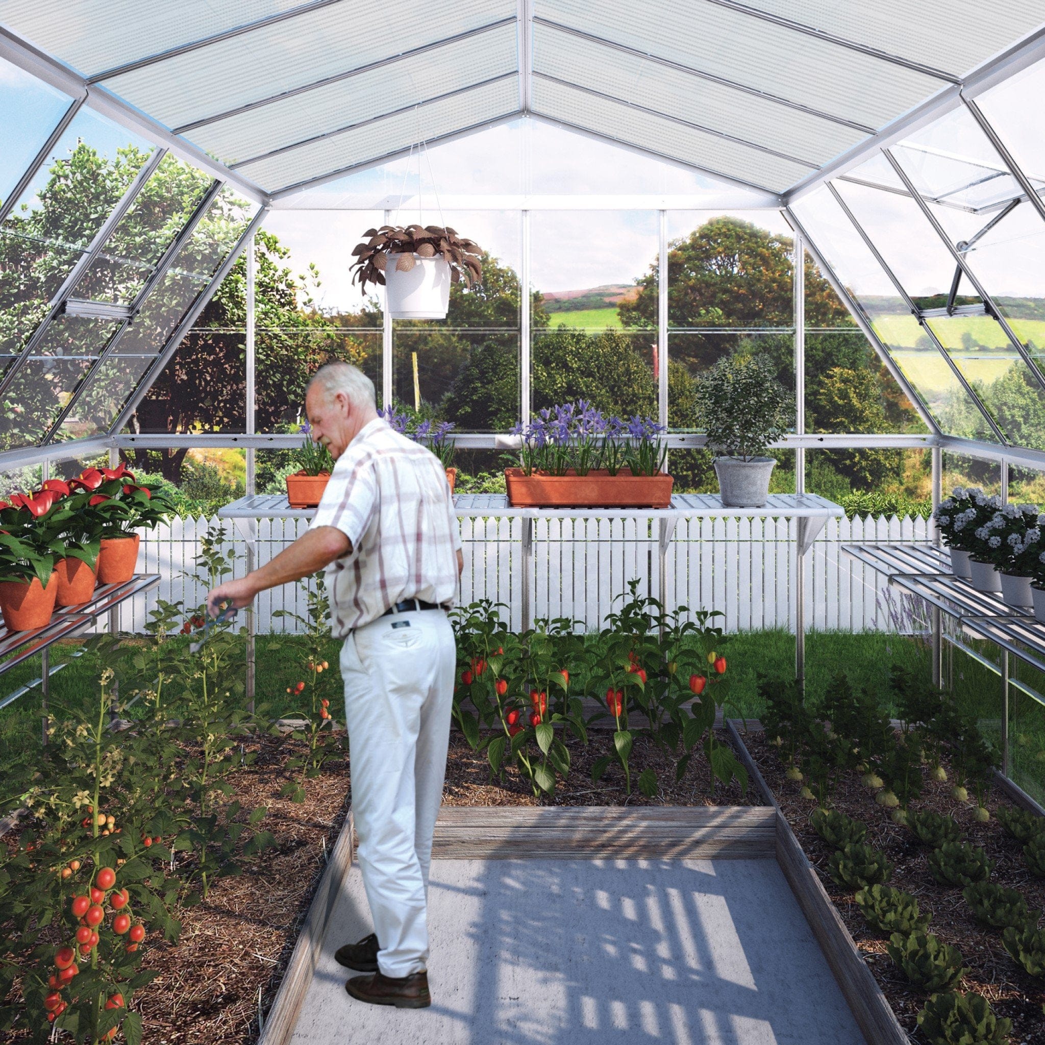 Palram - Canopia | 12x12 Ft Americana Greenhouse Kit With 0.8mm Polyca ...