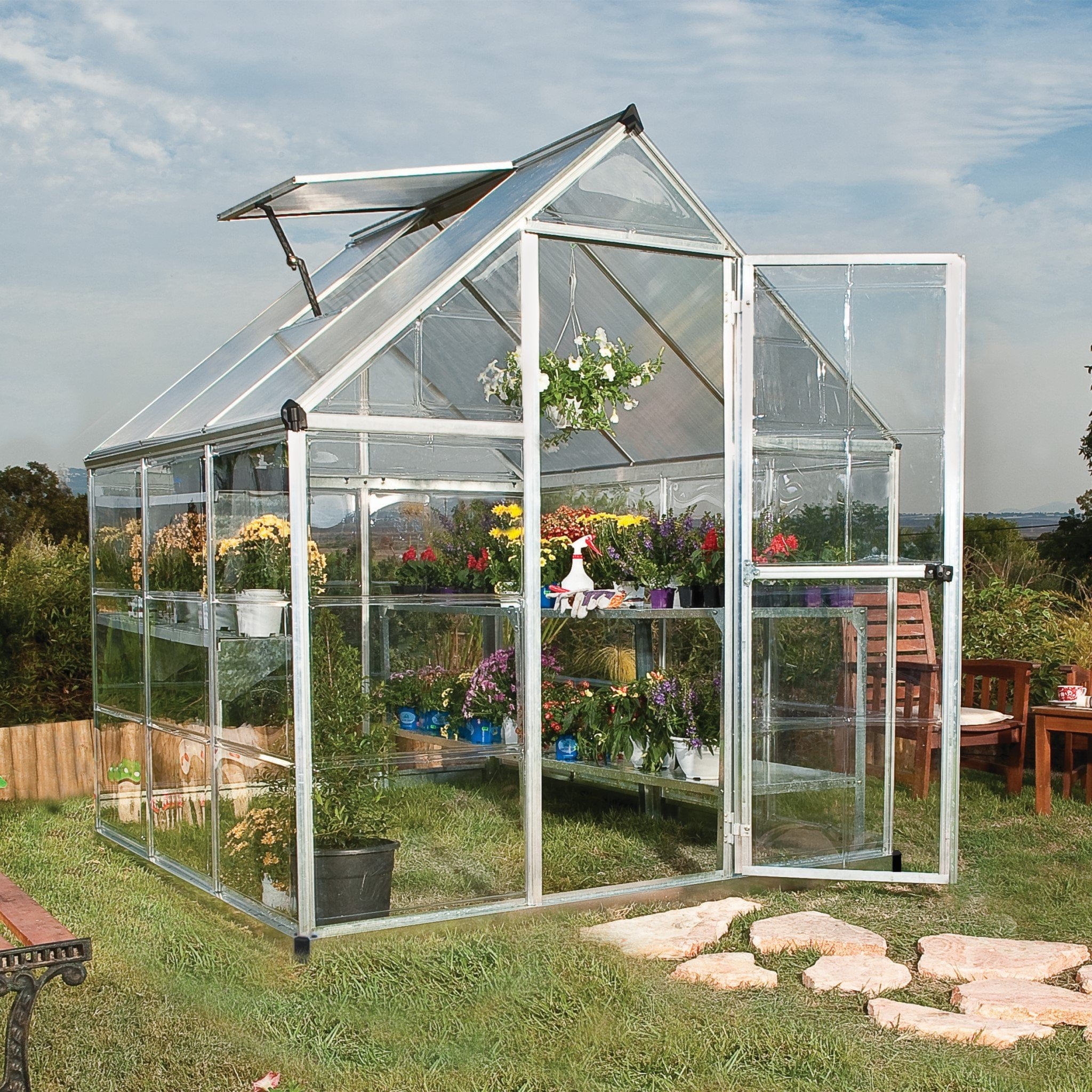 Palram - Canopia | Hybrid Greenhouse Kit - Silver With 0.8mm Polycarbo ...