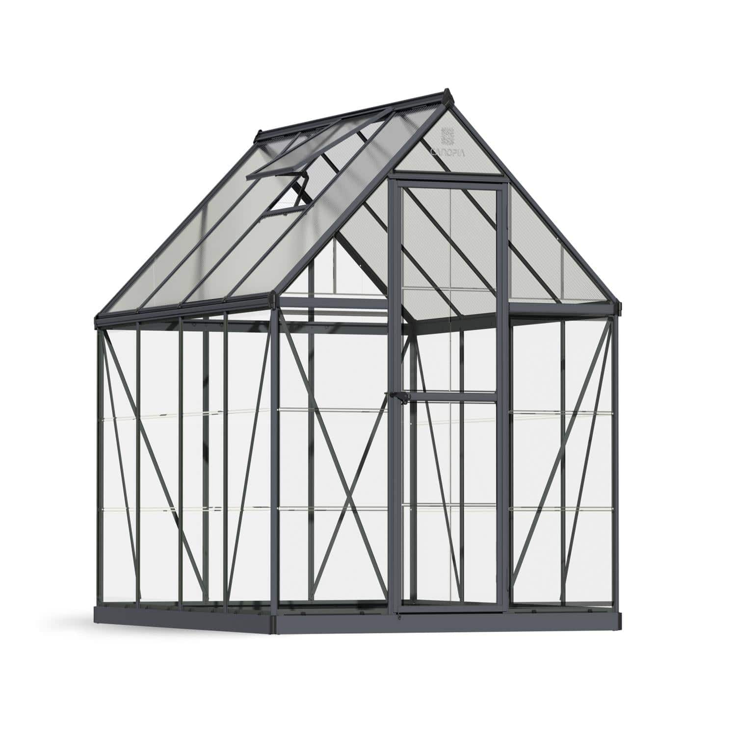 Palram - Canopia | 6x8 Ft Hybrid Greenhouse Kit - Gray With 0.8mm Poly ...